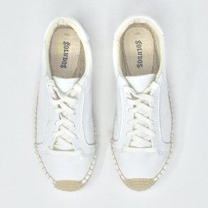Soludos | Shoes | Soludos White Leather Espadrille Platform Sneakers ...